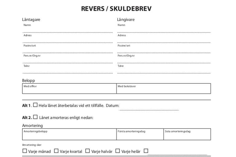 Vad är skuldebrev och vad bör det innehålla?
